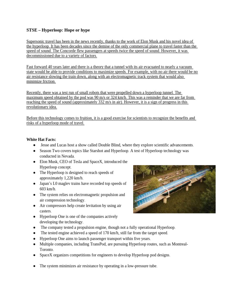 STSE - Hyperloop - Hope or Hype-2 | PDF | Hyperloop | Transport