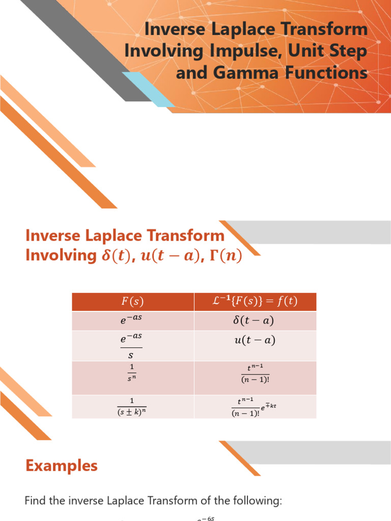 ILT Involving Impulse - Unit - Step - Gamma | PDF | Laplace Transform ...