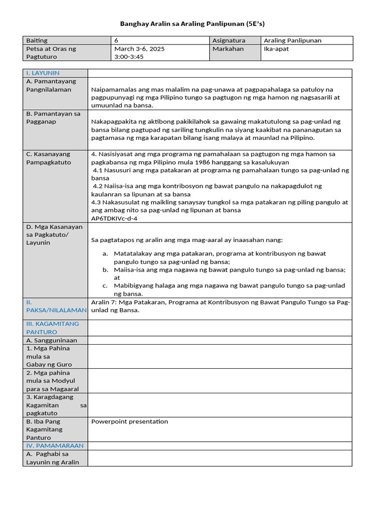 Mga Patakaran, Programa at Kontribusyon NG Bawat Pangulo Tungo Sa Pag ...