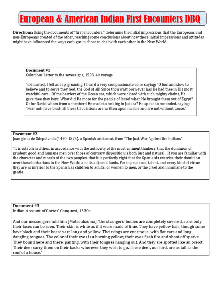 01 - European - Native - Encounters - DBQ | PDF | Hernán Cortés