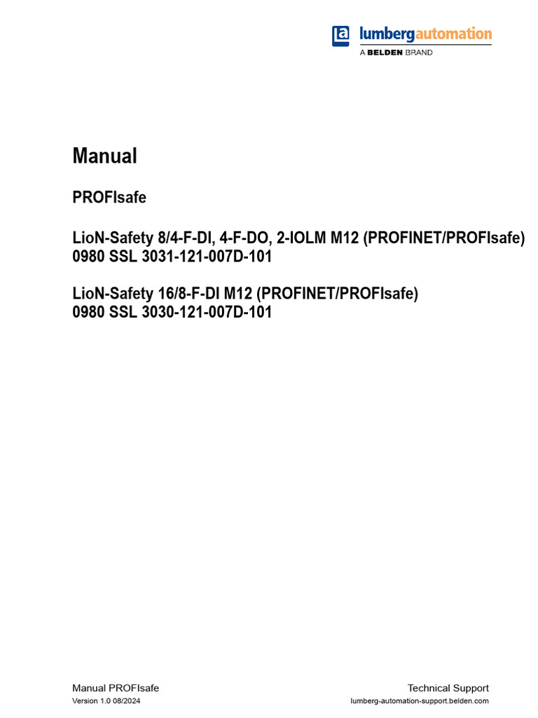 Mannual of LION-X Safety IO Modules1 | PDF | Computer Network | Programmable Logic Controller