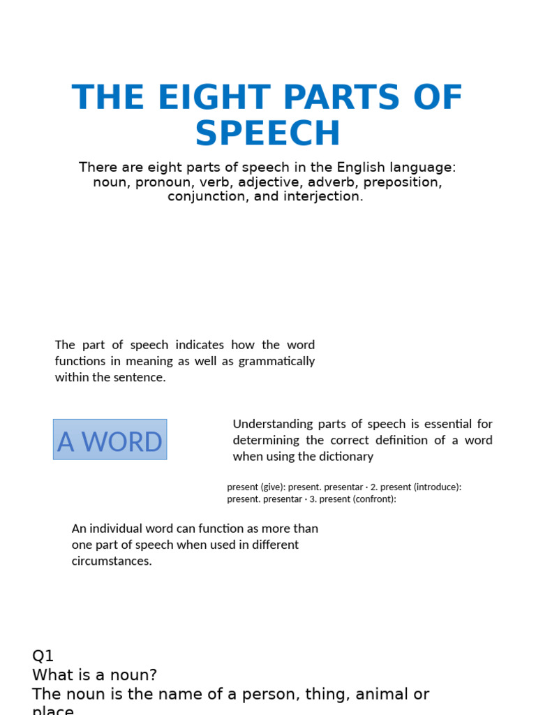 Understanding the Eight Parts of Speech | PDF | Noun | Part Of Speech
