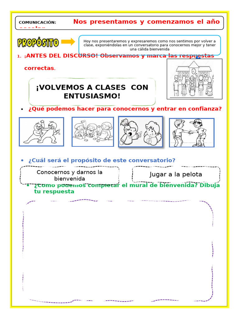 Nos Presentamos y Comenzamos El Año Escolar | PDF