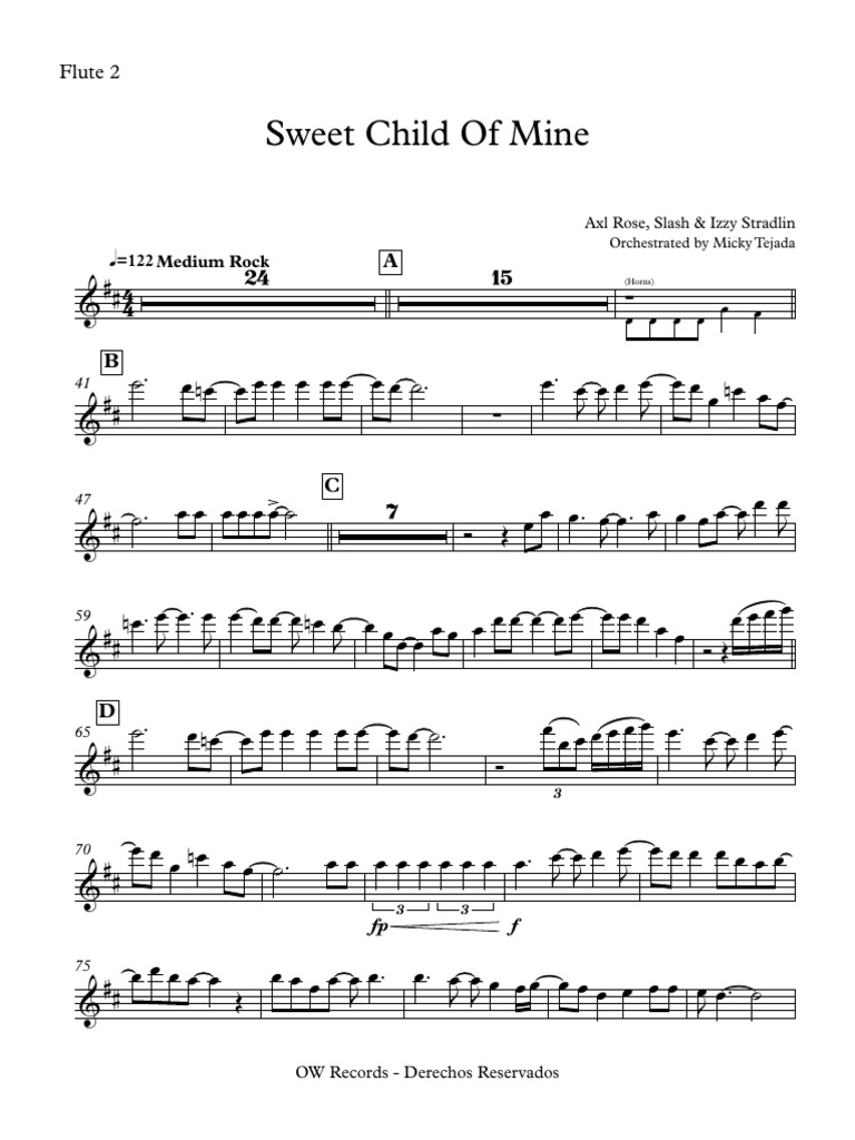 Copia de Micky Tejada - Sweet Child of Mine - 02 Flute 2 | PDF ...