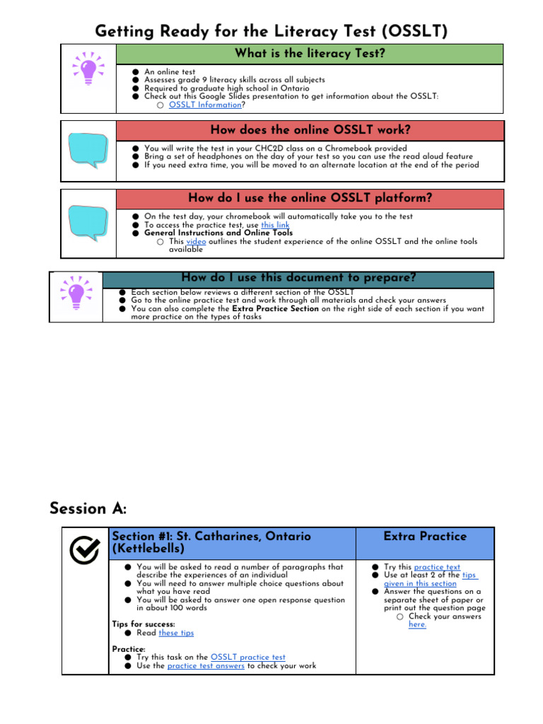 2024-25 Hyperdoc For OSSLT Prep | PDF | Multiple Choice | Human ...