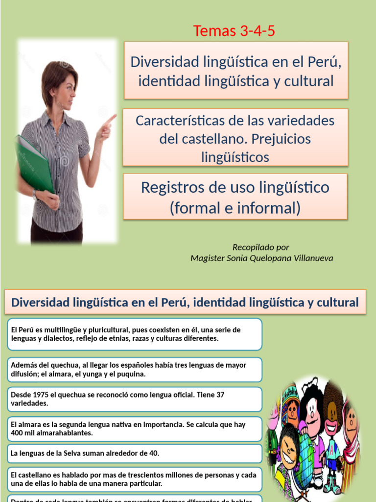 PCOM Tema 3-4-5 Diversidad Ling Variedades Registros (2) | PDF | Lengua española | Lingüística