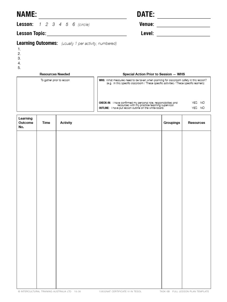 Blank Lesson Plan Template - Print A Paper Version | PDF | Learning ...