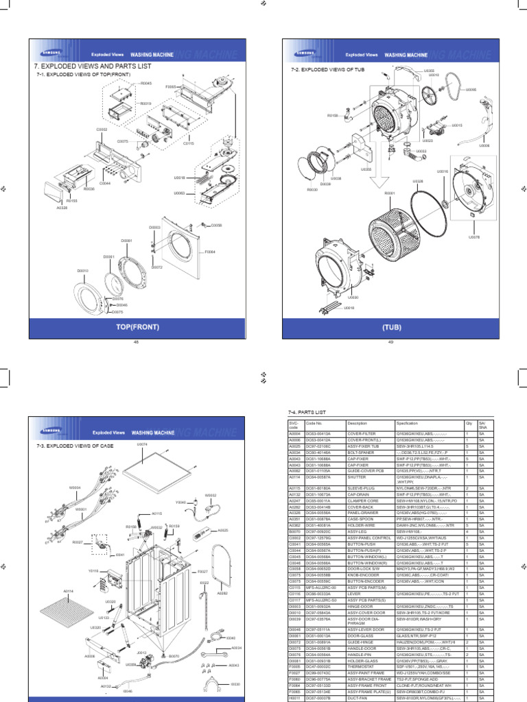 Samsung WDJ 1255c Explded View Parts List | PDF