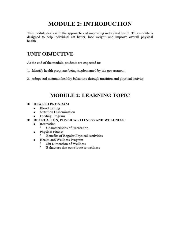 MODULE 2.1 HEALTH PROGRAM | PDF | Foods | Fat