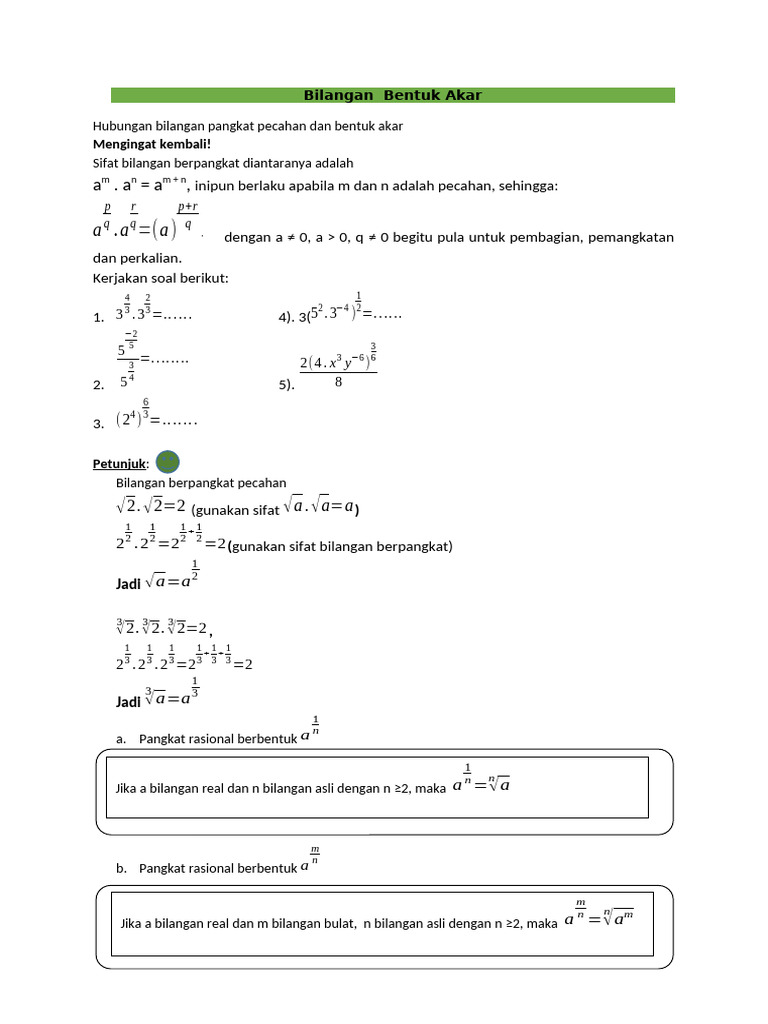 Materi Bilangan Bentuk Akar | PDF