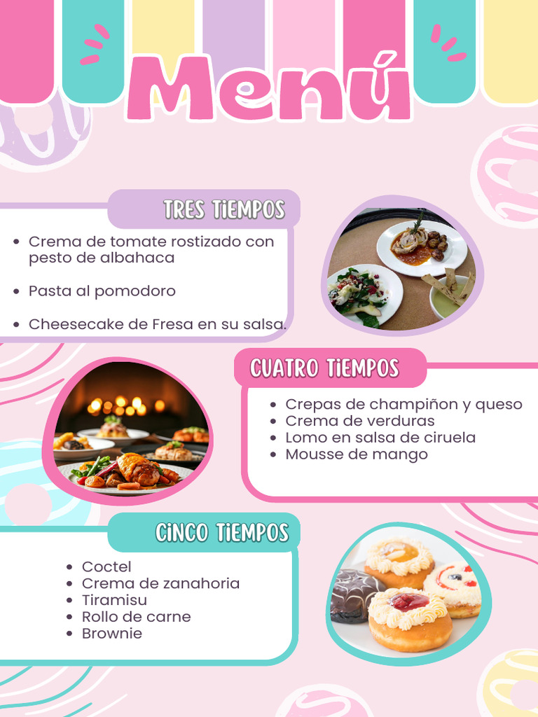 Menu Restaurante de Donas Llamativo Rosa Pastel - 20250122 - 135925 ...