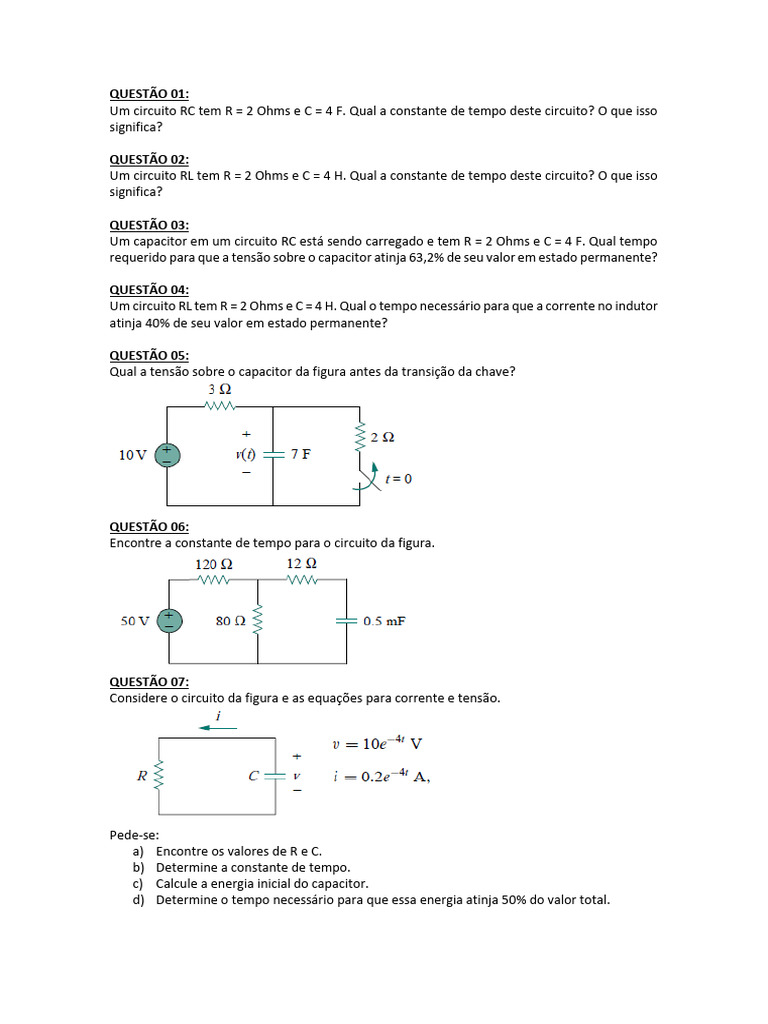 Circuitos II Primeira Lista | PDF