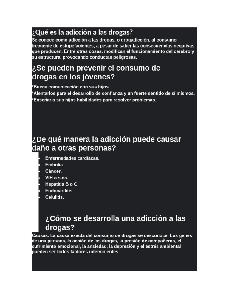 Adicción a las drogas: prevención y consecuencias | PDF