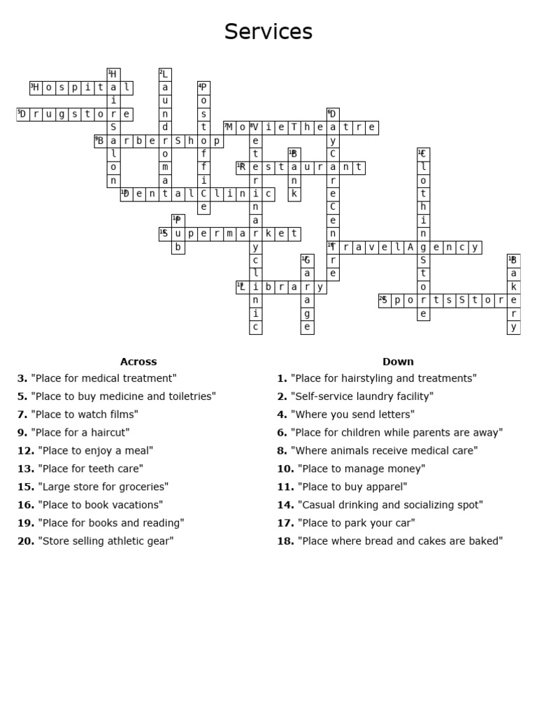 Services - Crossword Labs - Answers | PDF | Cuisine | Foods