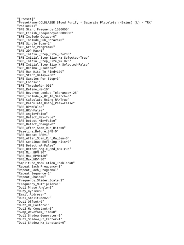 COLDLASER Blood Purify (Separate Platelets) (40mins) (L) - TRK | PDF ...