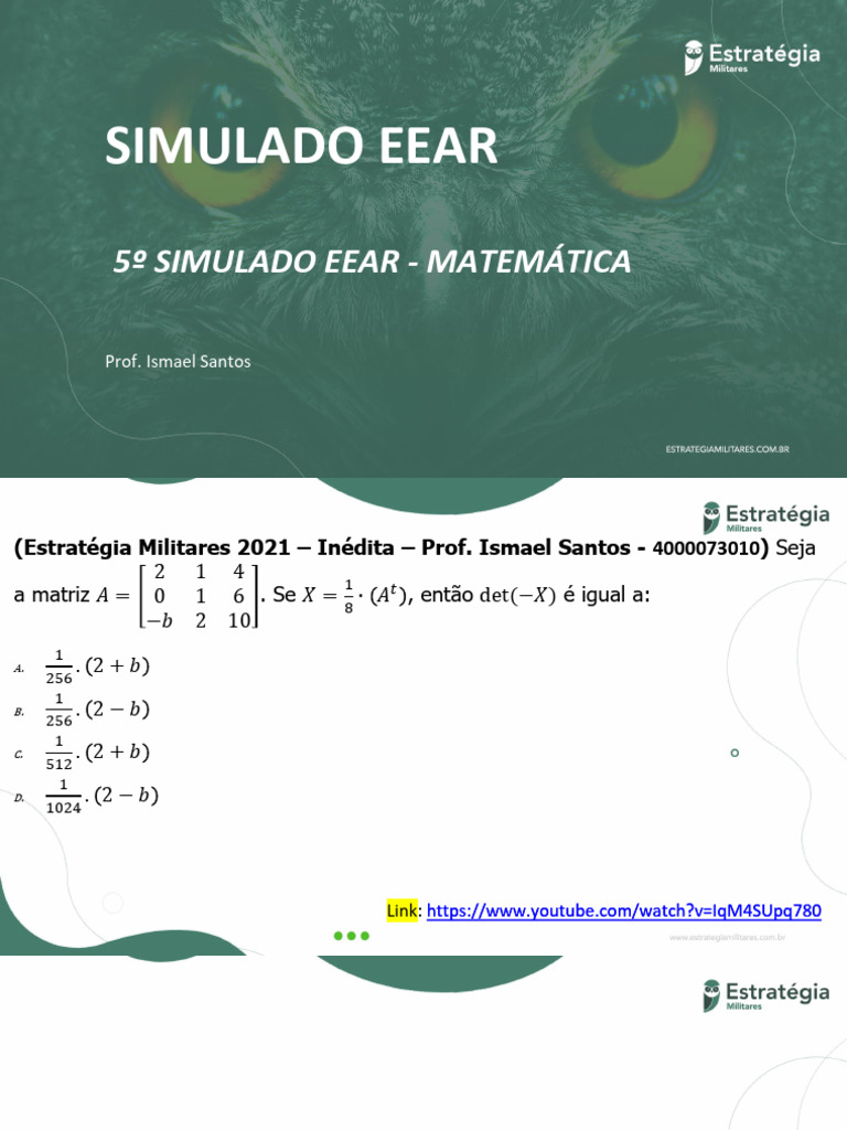 5º Simulado EEAR 2022.2 - MATEMÁTICA - Prof. Ismael Santos | PDF ...