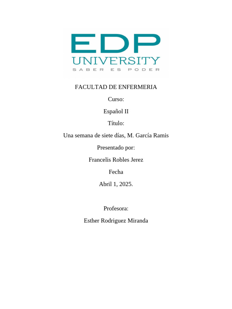 Análisis de "Una semana de siete días" | PDF