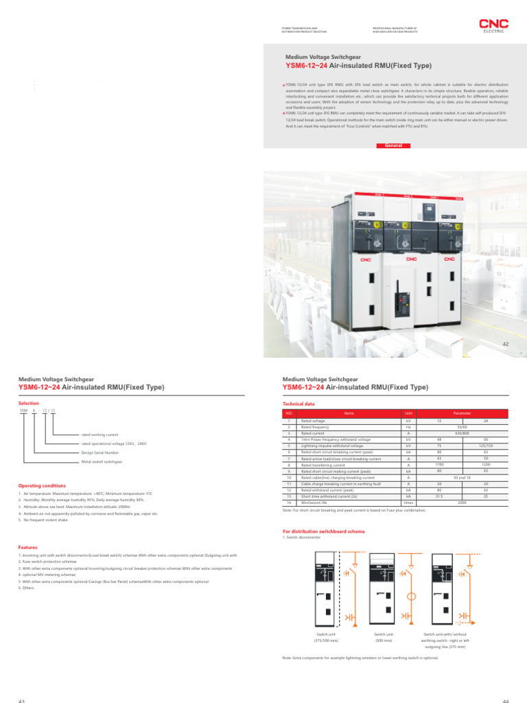 YSM6-12~24 Air-insulated RMU Guide | PDF | Switch | Fuse (Electrical)