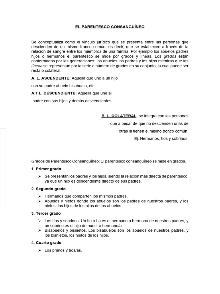 El Parentesco Consanguíneo | PDF