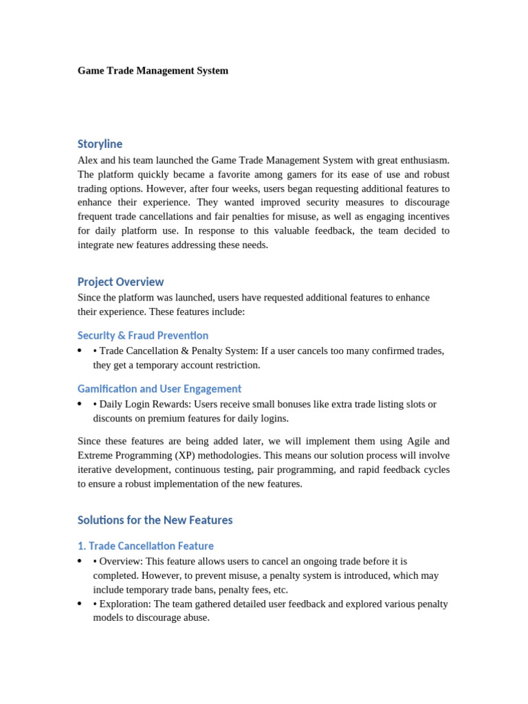 Enhancing Game Trade Management System | PDF | Agile Software ...