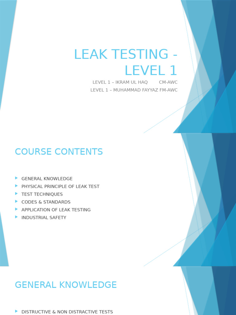 NDT Leak Testing Overview and Techniques | PDF | Nondestructive Testing ...