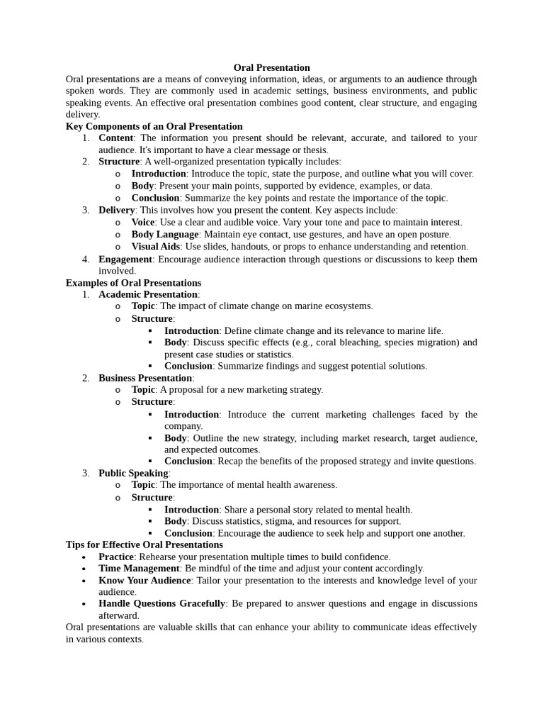 Oral Presentation With Examples | PDF | Public Speaking | Information