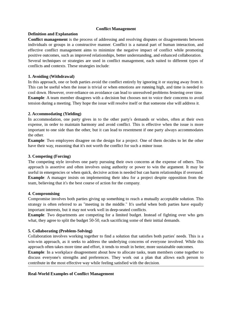 Conflict Management With Examples | PDF | Marketing | Social Psychology