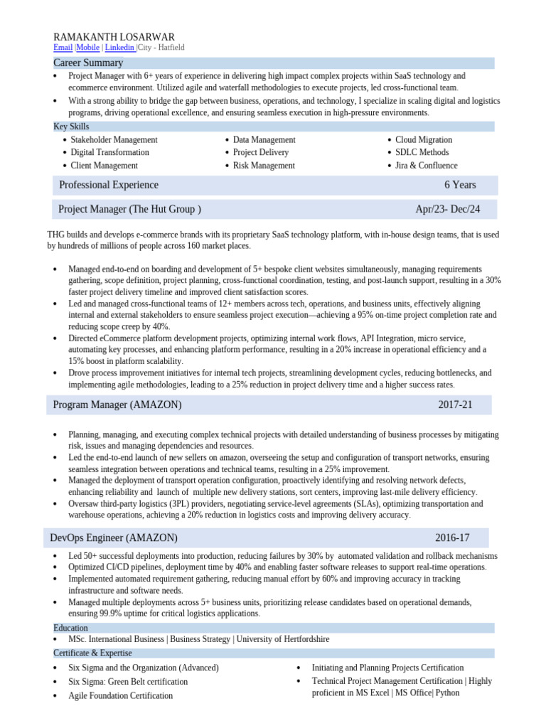 Ramakanth Losarwar | PDF | Logistics | Software Development Process