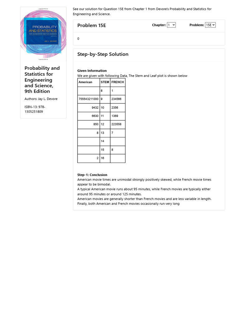 Chapter 1, Question 15E _ Solutions for Devore's Probability and Statistics for Engineering and ...