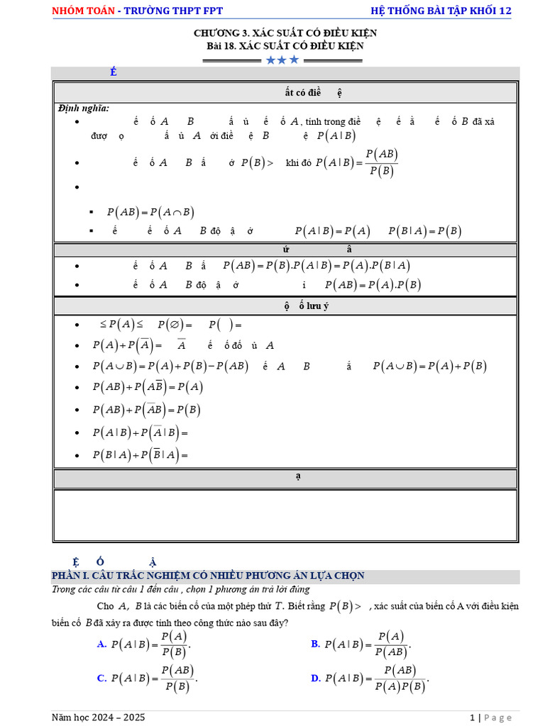 Bai 18. Xac Suat Co Dieu Kien - HS | PDF