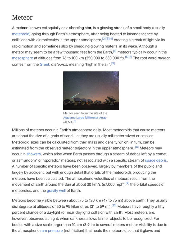 Meteor | PDF | Meteoroid | Solar System