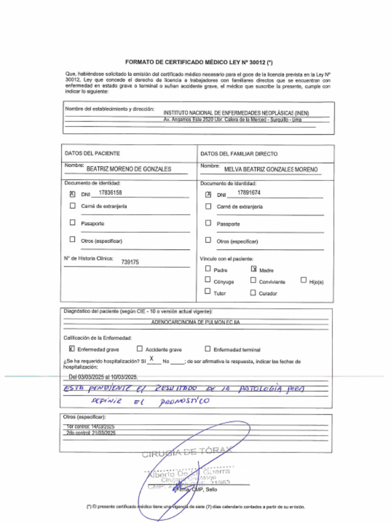 FORMATO DE CERTIFCADO MÉDICO LEY N°30012 | PDF
