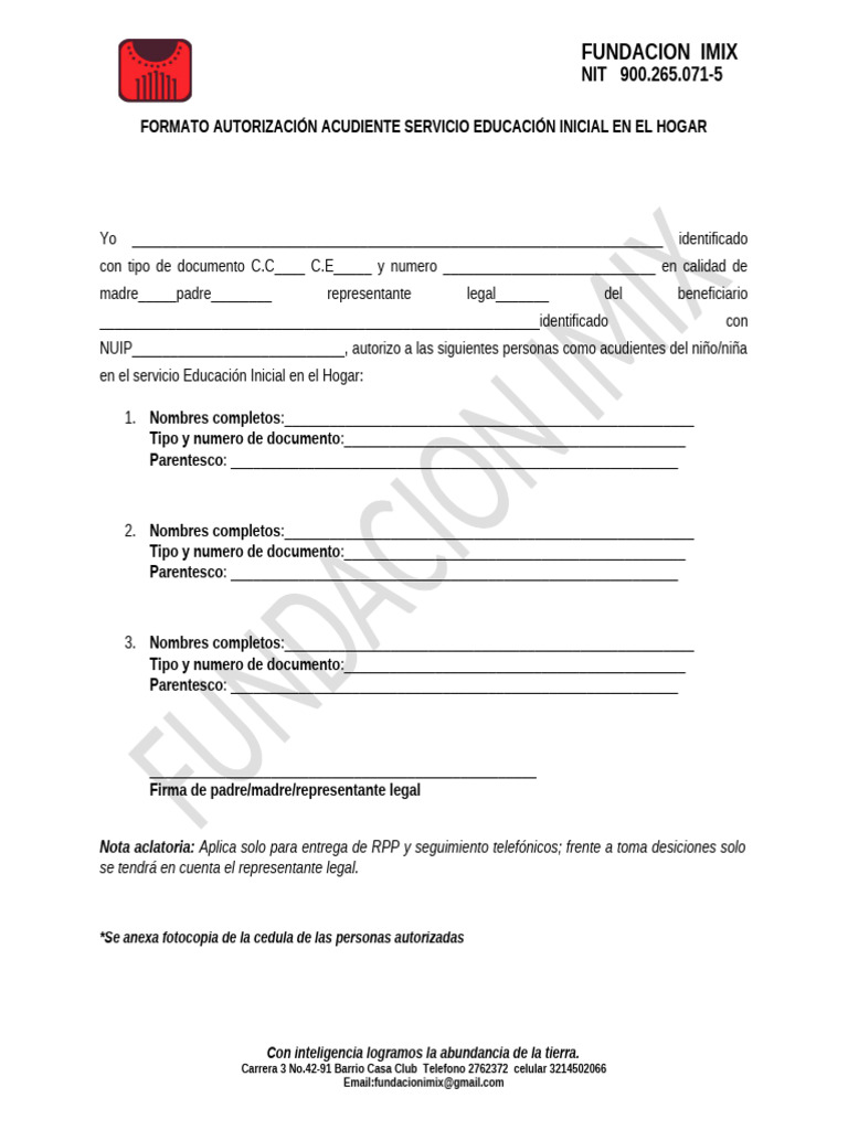 Formato Autorizacion Acudiente - 2025 | PDF