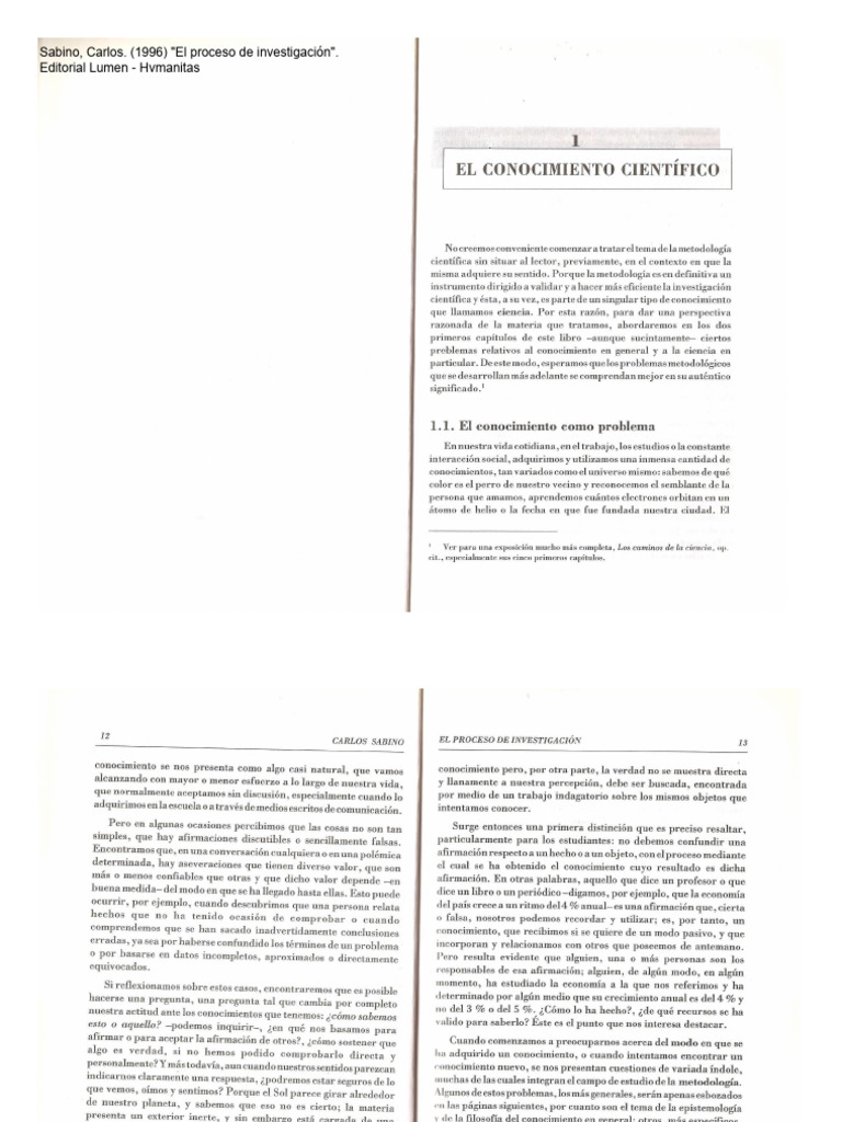 Sabino Carlos. El Conocimiento Científico 11 A 17 | PDF