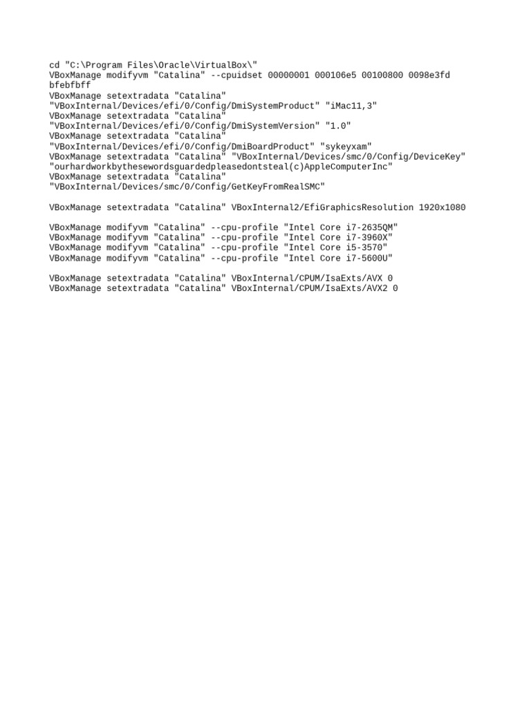 Comandos Virtual Box Catalina | PDF