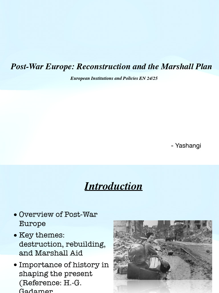 Post-War Europe and the Marshall Plan | PDF