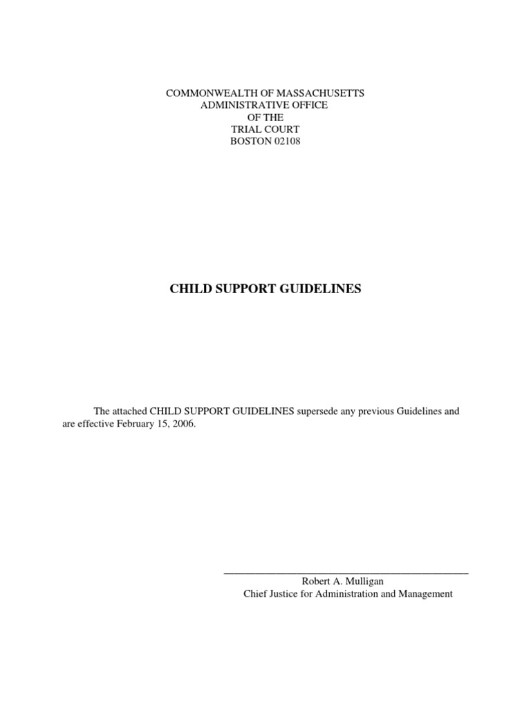 Massachusetts Child Support Guidelines | PDF | Child Support | Child ...