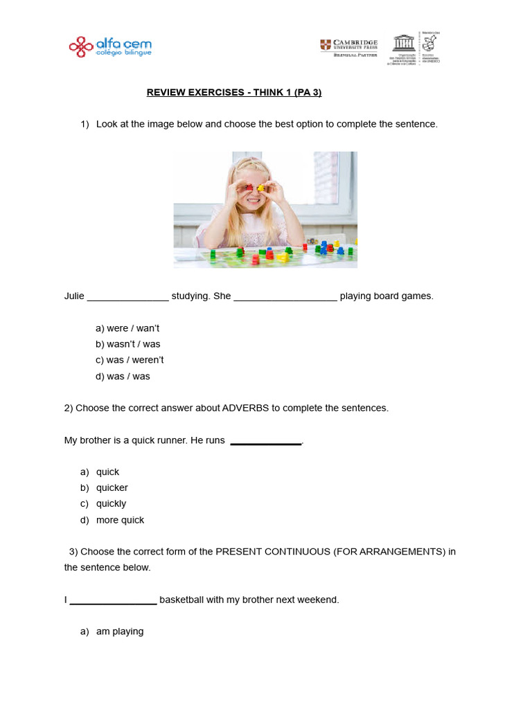 English Grammar Review Exercises | PDF