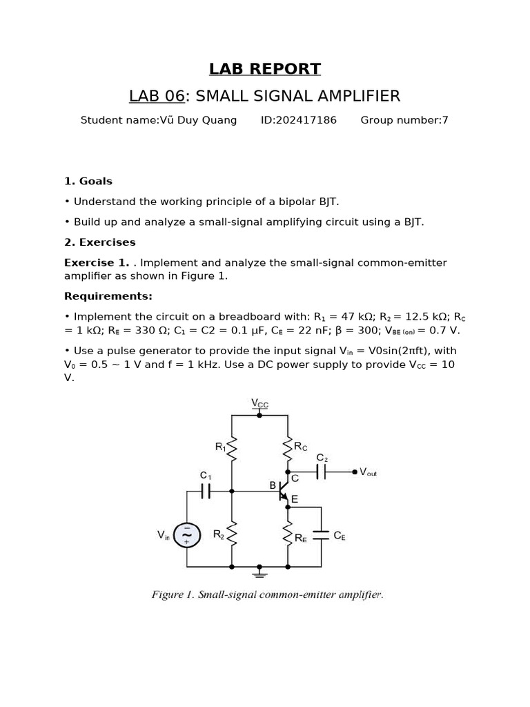 156890-202417186-Vũ Duy Quang-LAB06 | PDF | Amplifier | Electrical Engineering