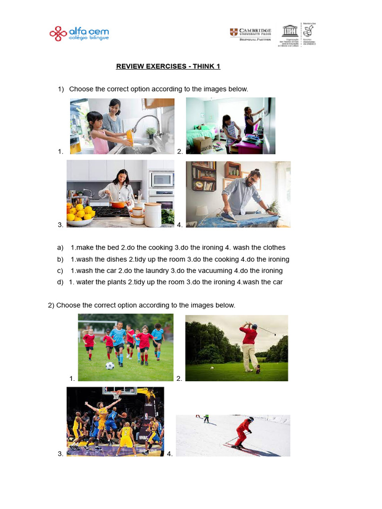 Review Exercises for Think 1 English | PDF
