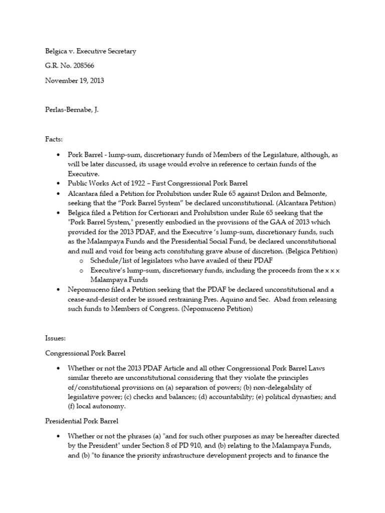 Unconstitutionality of Pork Barrel System | PDF | United States ...