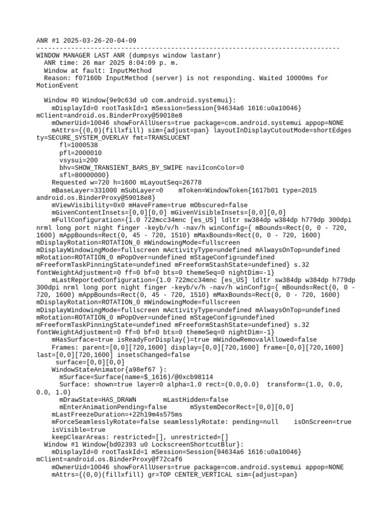 Dumpsys ANR WindowManager | PDF | Information Appliances | Mobile Software