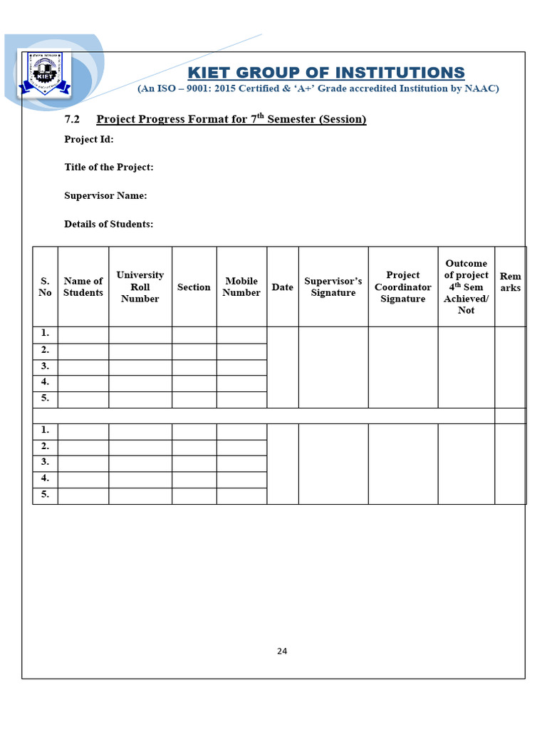 Project Progress Format | PDF