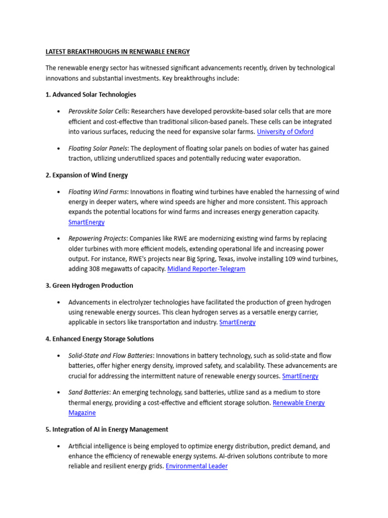 Breakthroughs in Renewable Energy 2023 | PDF | Renewable Energy ...