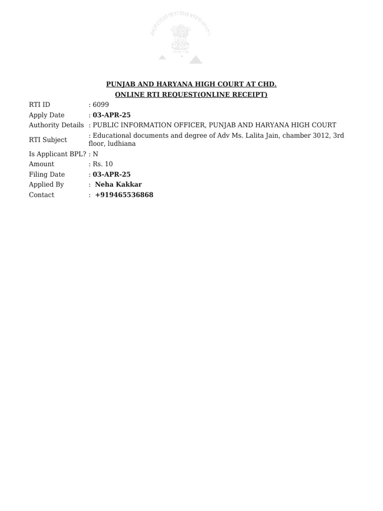 PHHC Online Rti | PDF