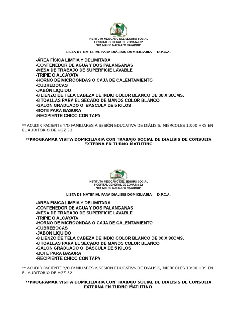 Lista de Material para Dpca | PDF