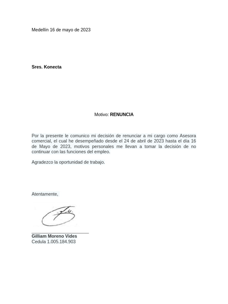 Renuncia Gilliam | PDF