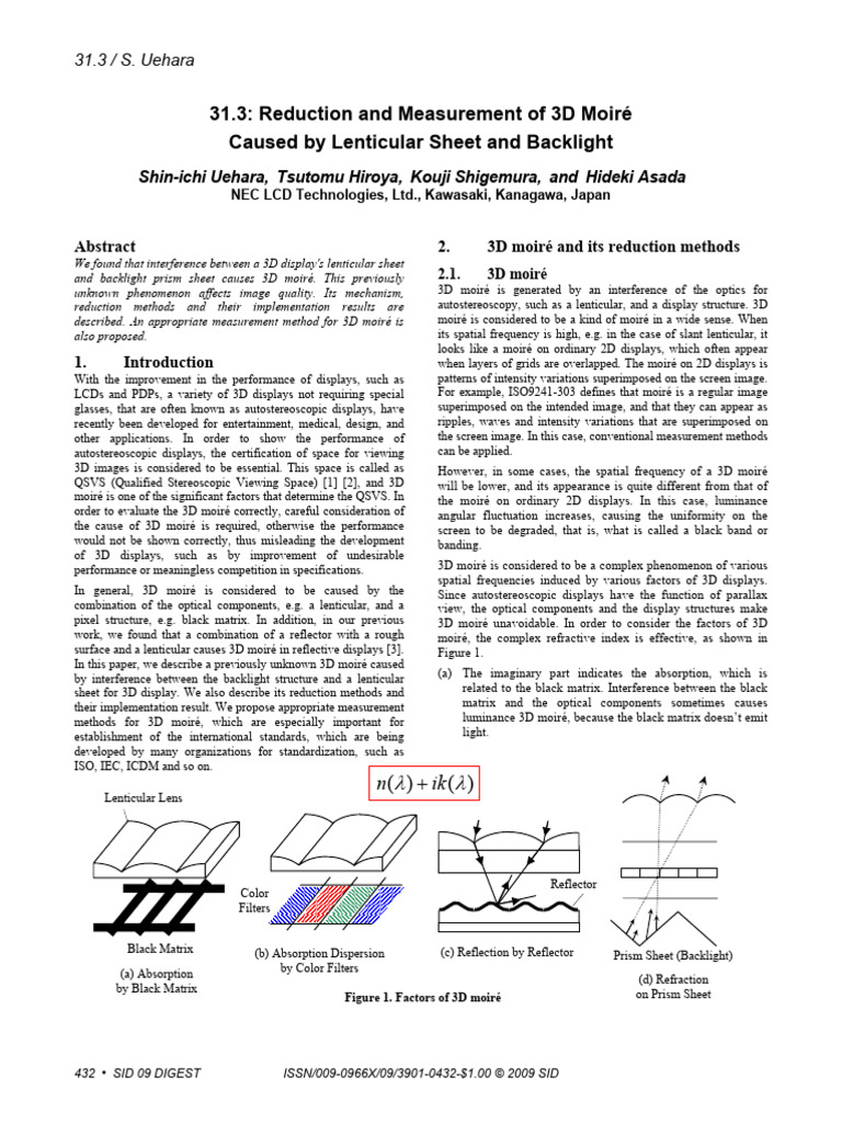 Reduction and Measurement of 3D Moiré Caused by Lenticular Sheet and ...