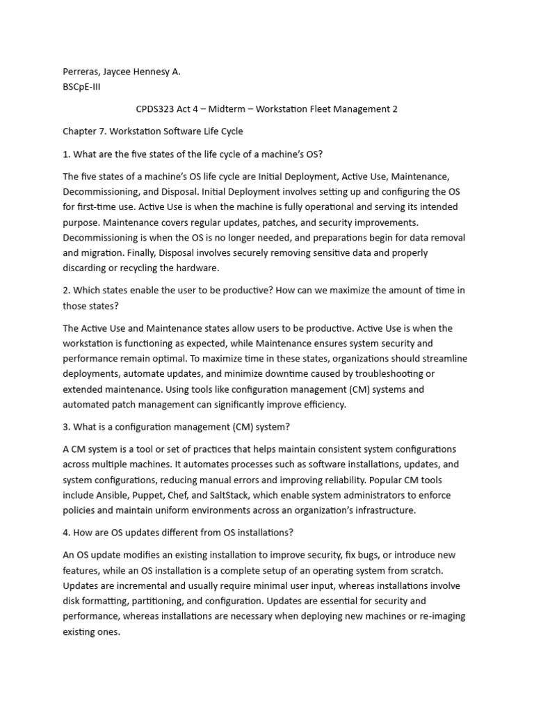 CPDS323 Act 4 - Midterm - Workstation Fleet Management 2 | PDF | Operating System | Waste Management
