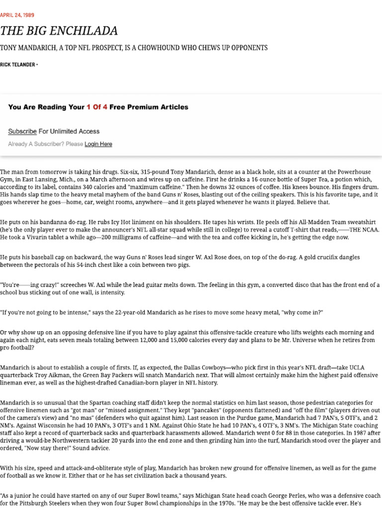 Tony Mandarich | PDF